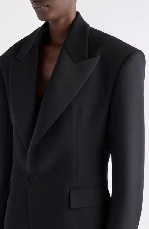 Saint Laurent One Button Wool Tuxedo Blazer