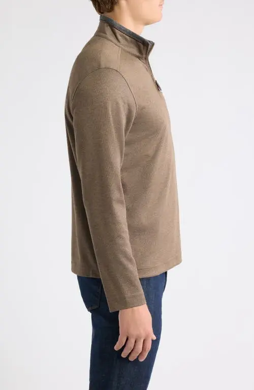 Johnston & Murphy Merritt Piqué Quarter Zip Pullover - Tan