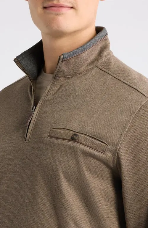 Johnston & Murphy Merritt Piqué Quarter Zip Pullover - Tan