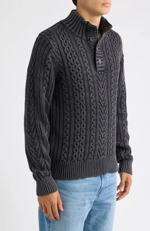 SCHOTT Cable Knit Fisherman's Sweater - Black