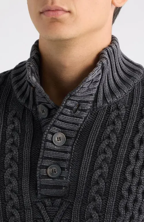 SCHOTT Cable Knit Fisherman's Sweater - Black