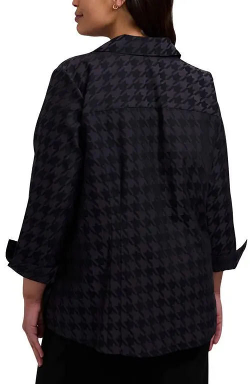 Foxcroft Taylor Houndstooth Jacquard Button-up Shirt - Black