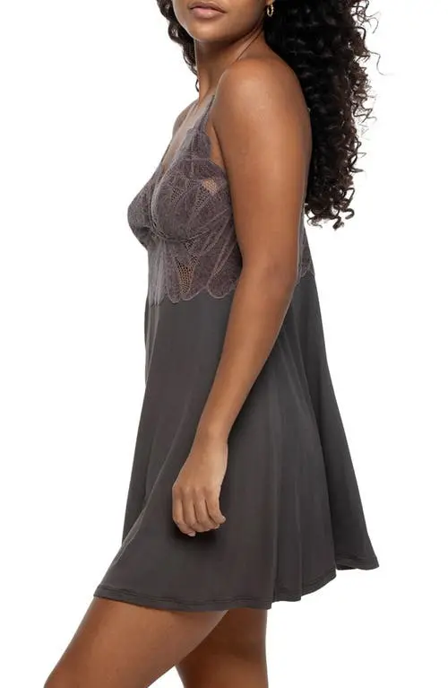 Felina Sienna Lace Trim Chemise - Shale