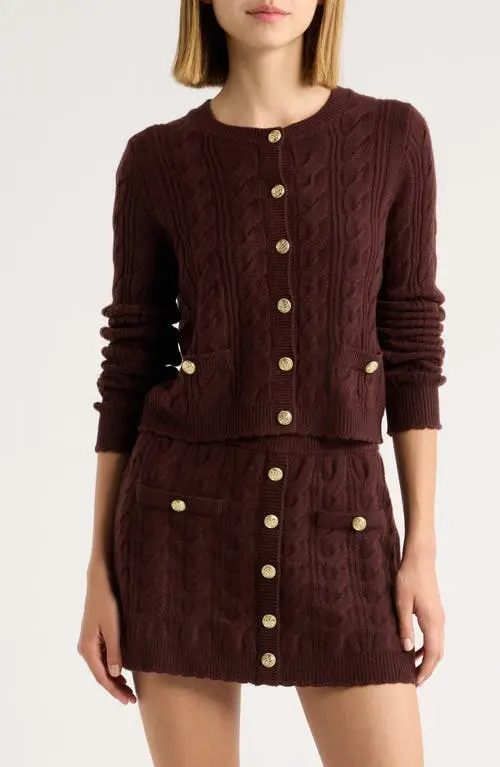 LoveShackFancy Eugenie Cable Knit Wool & Cashmere Cardigan - Cinnabar
