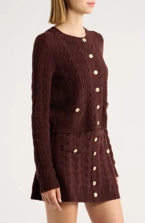 LoveShackFancy Eugenie Cable Knit Wool & Cashmere Cardigan - Cinnabar