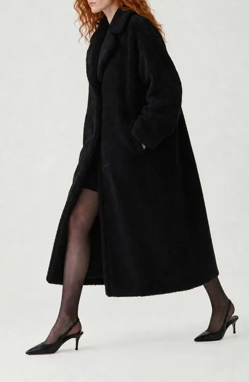 NOIZE Elise Faux Fur Longline Coat - Black