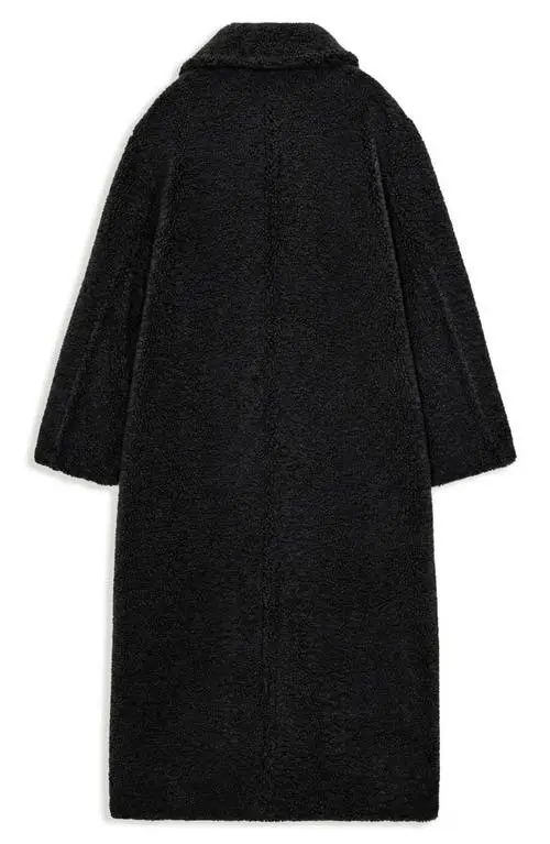 NOIZE Elise Faux Fur Longline Coat - Black