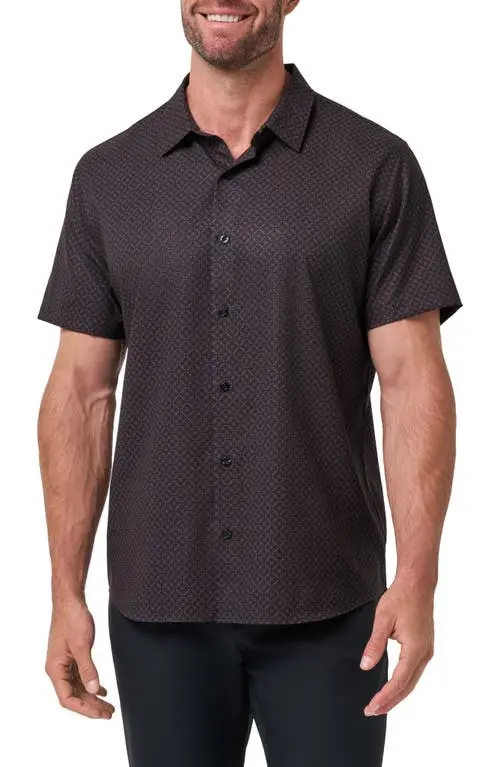 Travis Mathew Techwoven Flair Short Sleeve Button-up Shirt - Raisin