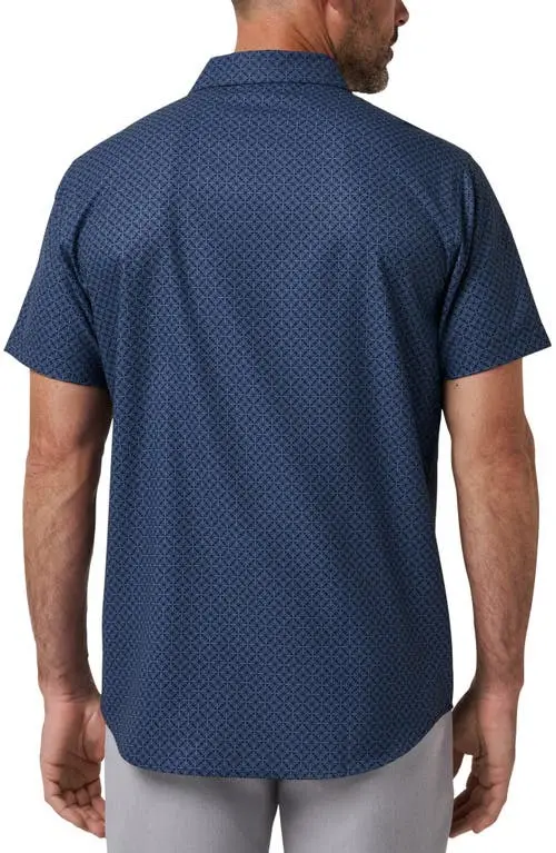 Travis Mathew Techwoven Flair Short Sleeve Button-up Shirt - Total Eclipse