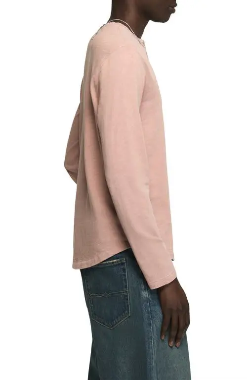 Lucky Brand Weekend Slub Long Sleeve Henley - Adobe Rose