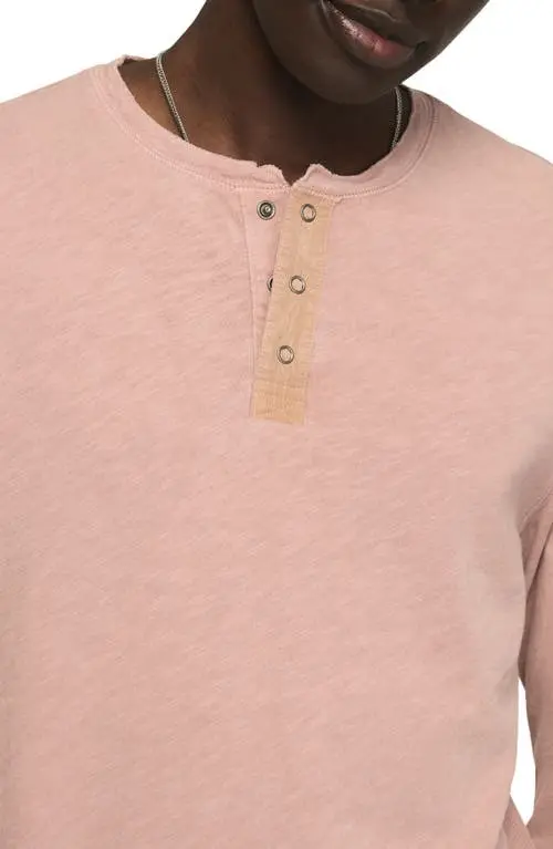 Lucky Brand Weekend Slub Long Sleeve Henley - Adobe Rose