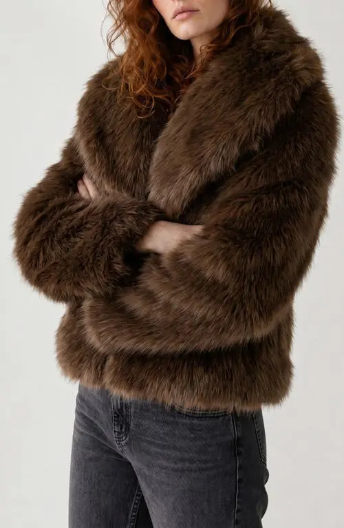 NOIZE Mandie Faux Fur Coat - Brown