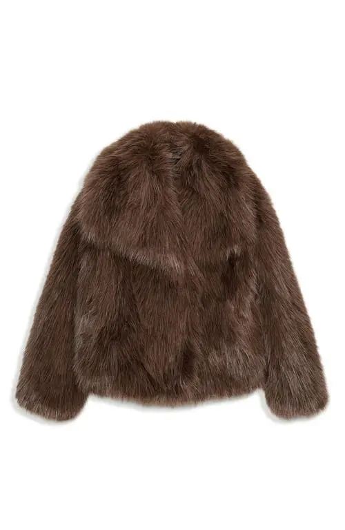 NOIZE Mandie Faux Fur Coat - Brown