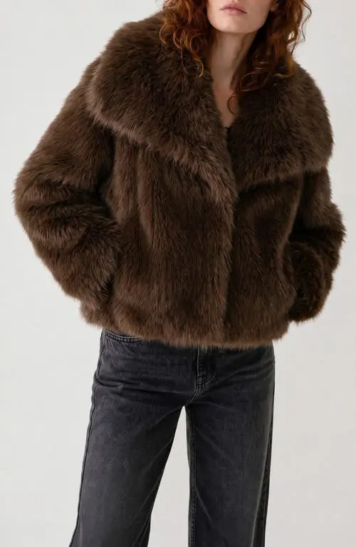 NOIZE Mandie Faux Fur Coat - Brown