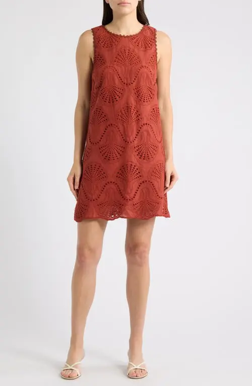 A.REN Cannes Eyelet Cotton Shift Minidress