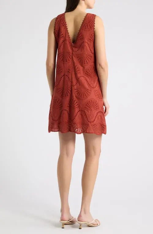 A.REN Cannes Eyelet Cotton Shift Minidress