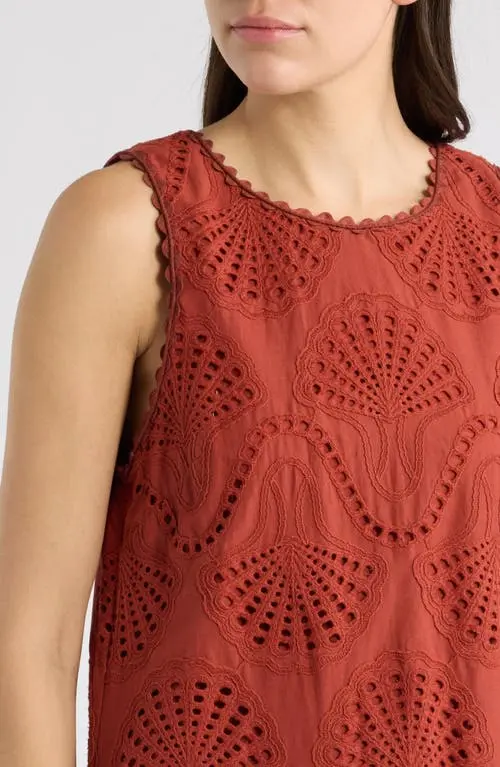 A.REN Cannes Eyelet Cotton Shift Minidress