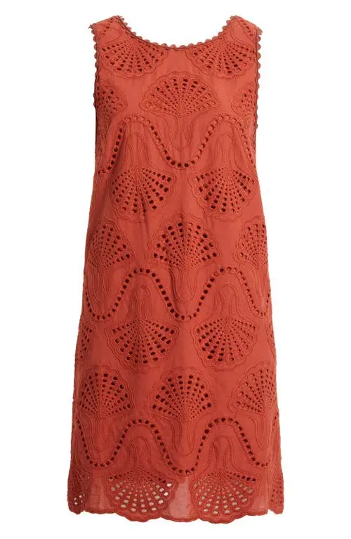 A.REN Cannes Eyelet Cotton Shift Minidress