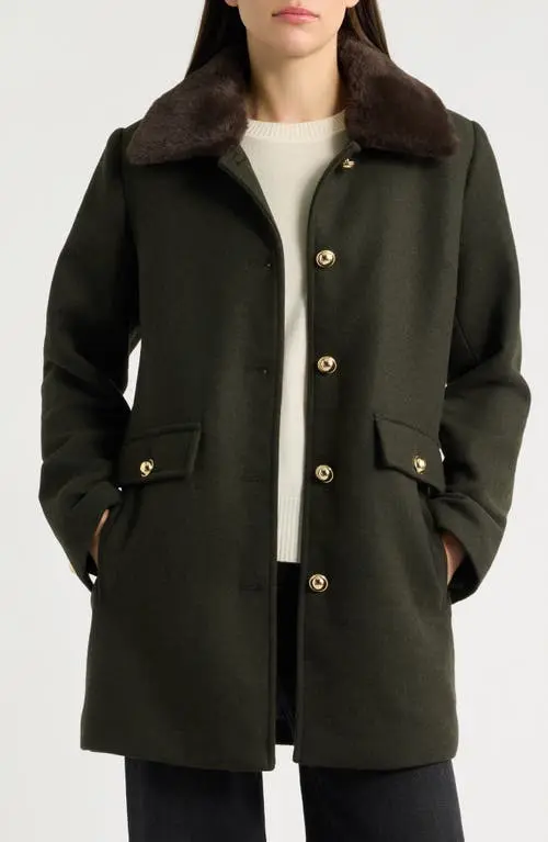 Bernardo Jacket With Faux Fur Collar