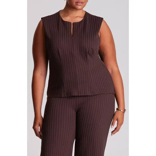 ESTELLE Marley Pinstripe Zip Vest