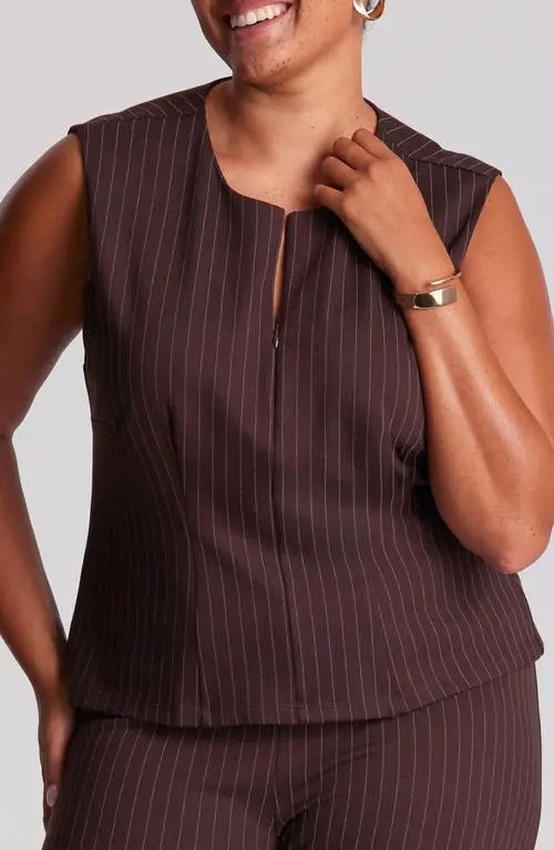 ESTELLE Marley Pinstripe Zip Vest