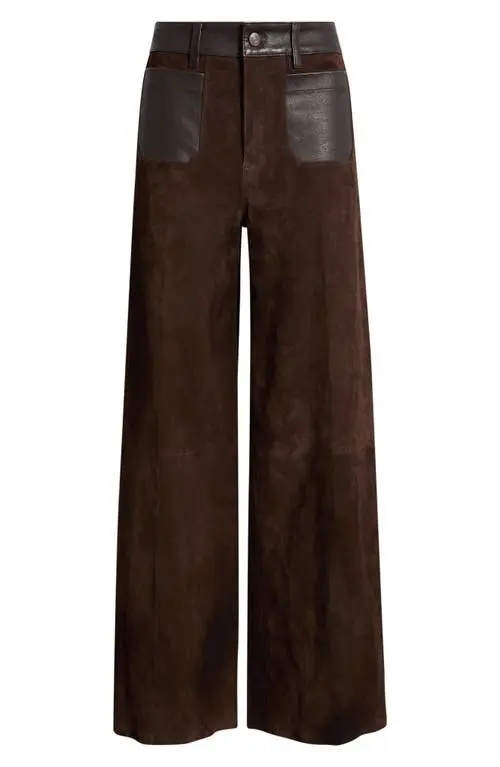 FRAME Slim Palazzo Suede Leather Pants
