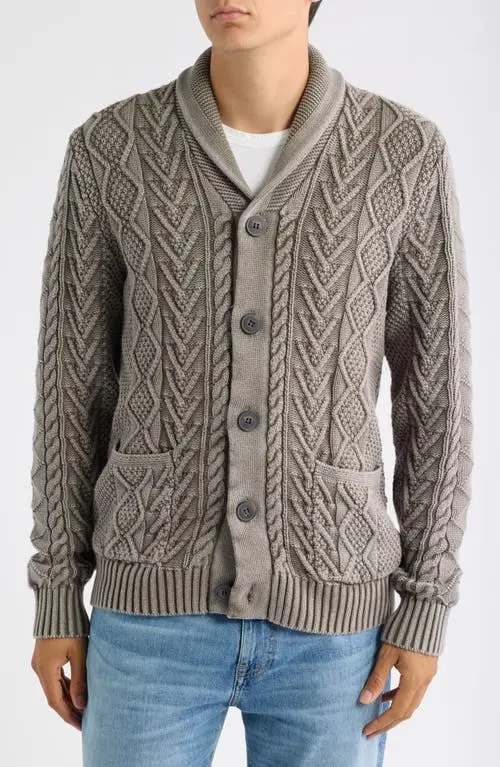 SCHOTT Shawl Collar Cable Knit Cardigan
