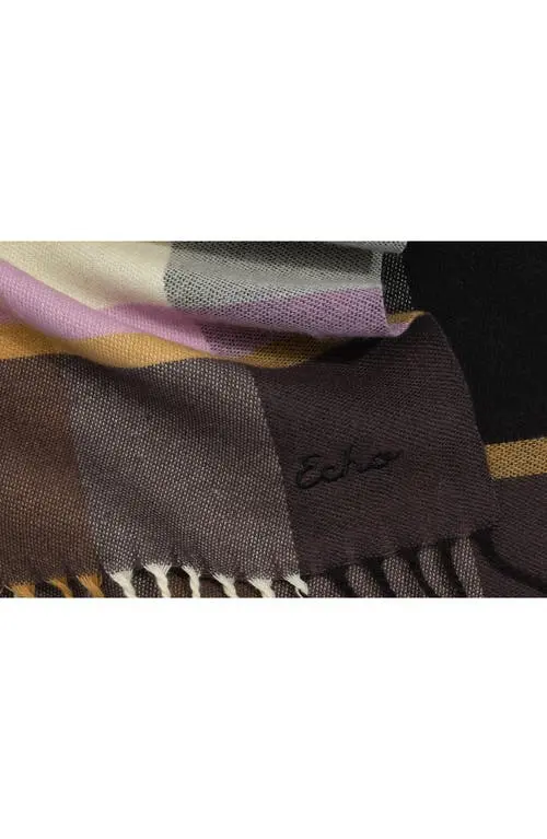 Echo Cubist Plaid Scarf - Black