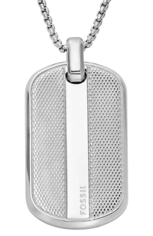 Fossil Knox Dog Tag Pendant Necklace - Silver