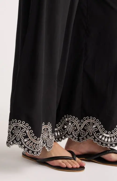 A.REN Isaly Embroidered Wide Leg Pants