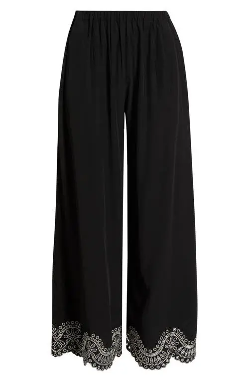 A.REN Isaly Embroidered Wide Leg Pants