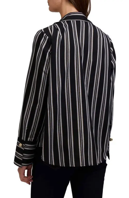 Foxcroft Catalina Stripe Cotton Blend Popover Top