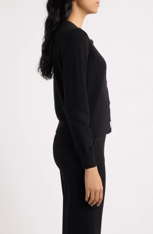 Anne Klein Embellished Bow Button Cardigan - Anne Black
