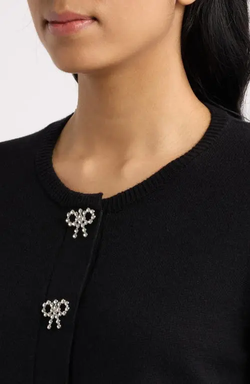 Anne Klein Embellished Bow Button Cardigan - Anne Black