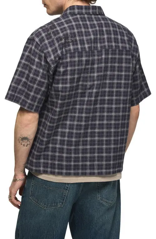 Lucky Brand Embroidered Plaid Short Sleeve Boxy Shirt