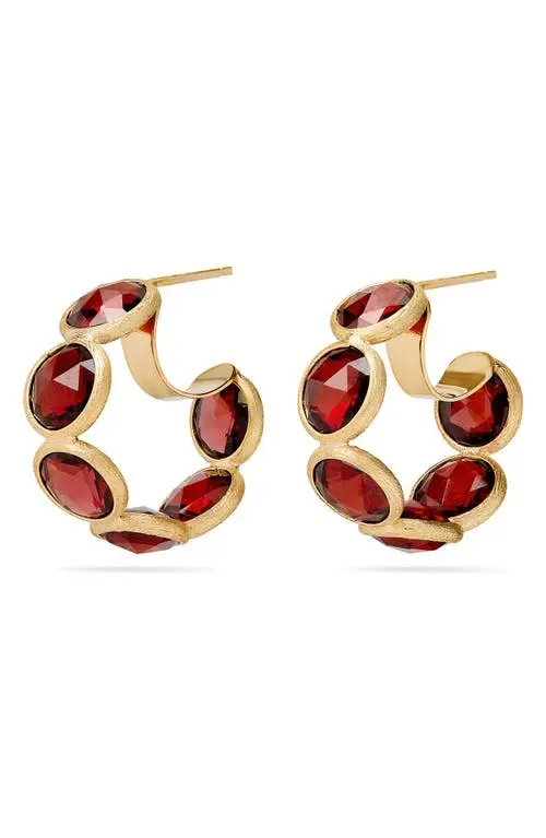 Marco Bicego Jaipur Color 18k Garnet Hoop Earrings - Gold