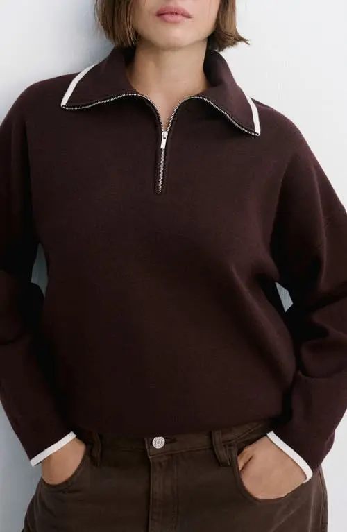 Mango Tipped Quarter Zip Sweater