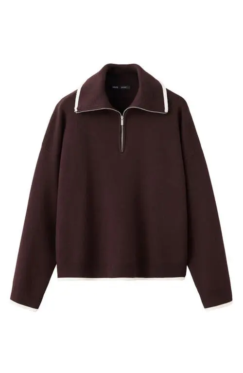 Mango Tipped Quarter Zip Sweater