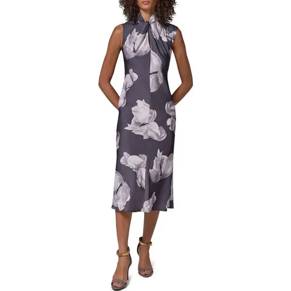 Donna Karan New York Twist Neck Midi Dress