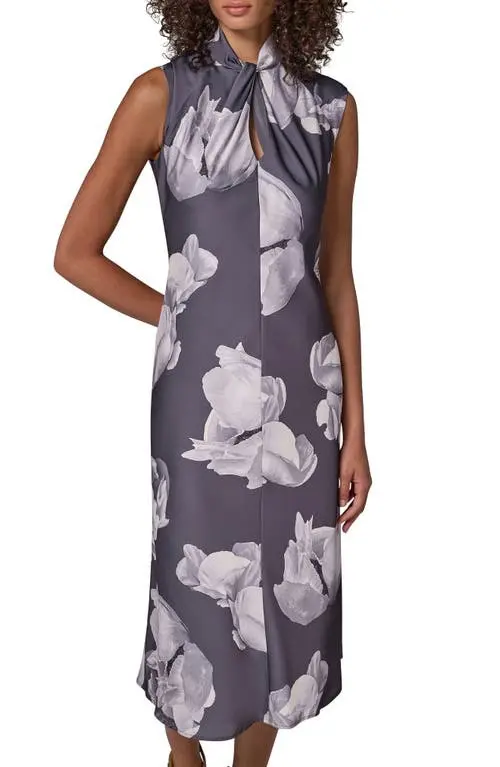 Donna Karan New York Twist Neck Midi Dress