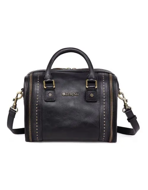 OLD TREND Mini Trunk Genuine Leather Structured Crossbody - Black