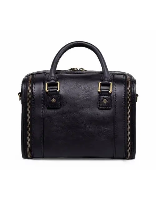 OLD TREND Mini Trunk Genuine Leather Structured Crossbody - Black