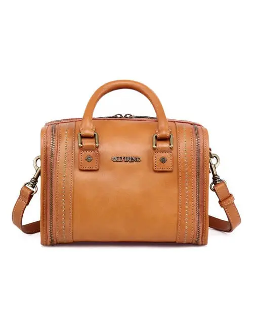 OLD TREND Mini Trunk Genuine Leather Structured Crossbody - Chestnut
