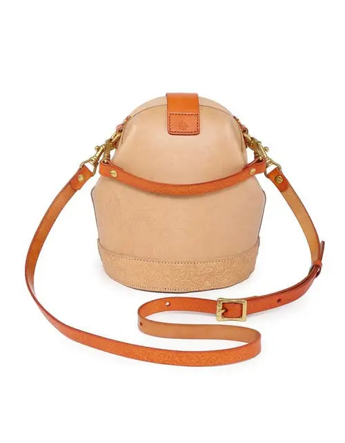 OLD TREND Doctor Genuine Leather Structured Bucket Crossbody - Beige