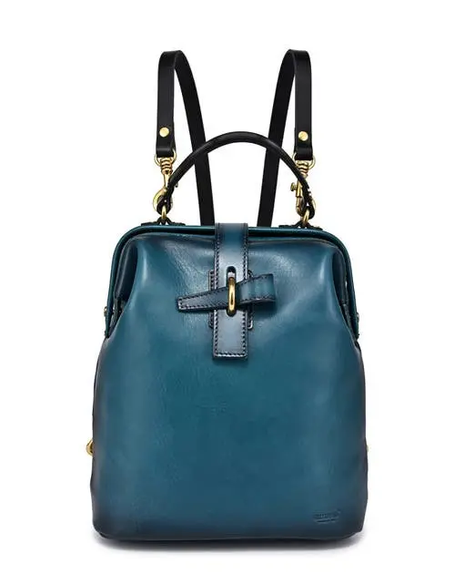 OLD TREND Pamela Genuine Leather Organized Travel Backpack - Turquoise
