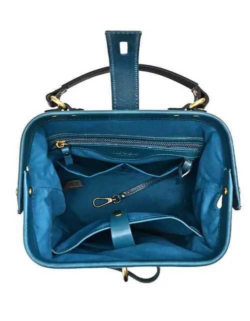 OLD TREND Pamela Genuine Leather Organized Travel Backpack - Turquoise