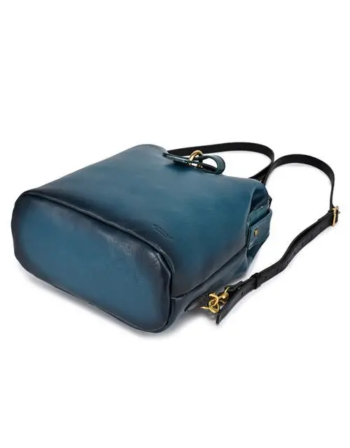 OLD TREND Pamela Genuine Leather Organized Travel Backpack - Turquoise