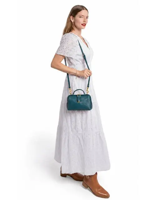 OLD TREND Doctor Mini Genuine Leather Structured Crossbody - Turquoise