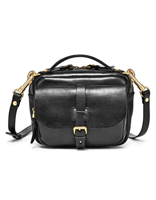 OLD TREND Ficus Genuine Leather Compact Crossbody - Black