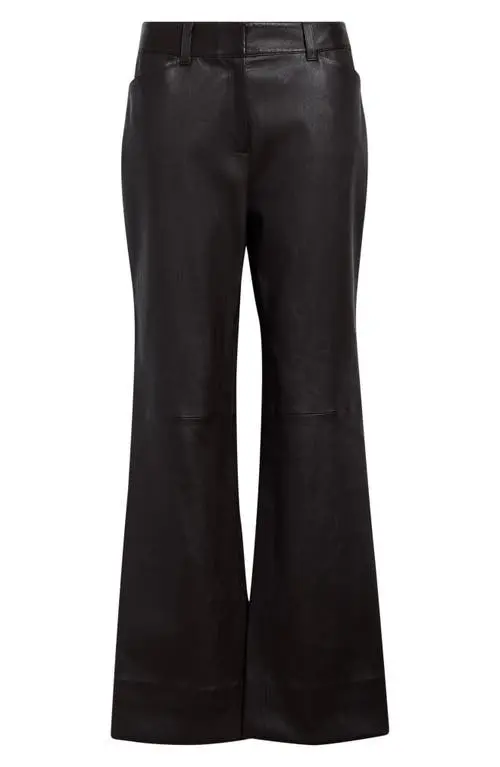 Lafayette 148 New York Bond Leather Flare Leg Pants - Truffle